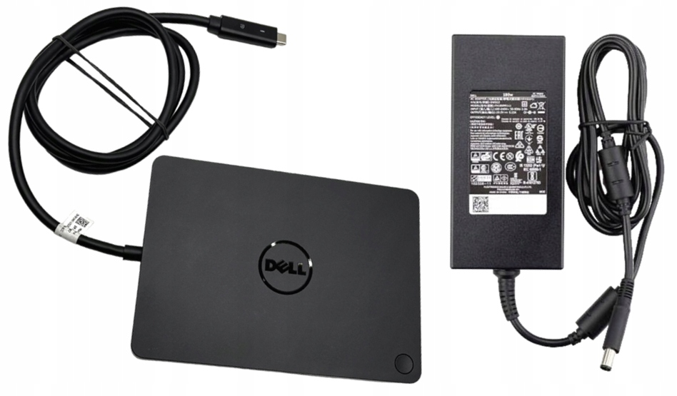 ZESTAW STACJA DOKUJĄCA DELL WD15 + ZASILACZ 180W USB-C K17A mDP HDMI ...