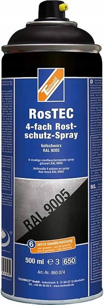 RosTEC czarny mat RAL 9005 500 ml Antykorozyjny rust stop do ...
