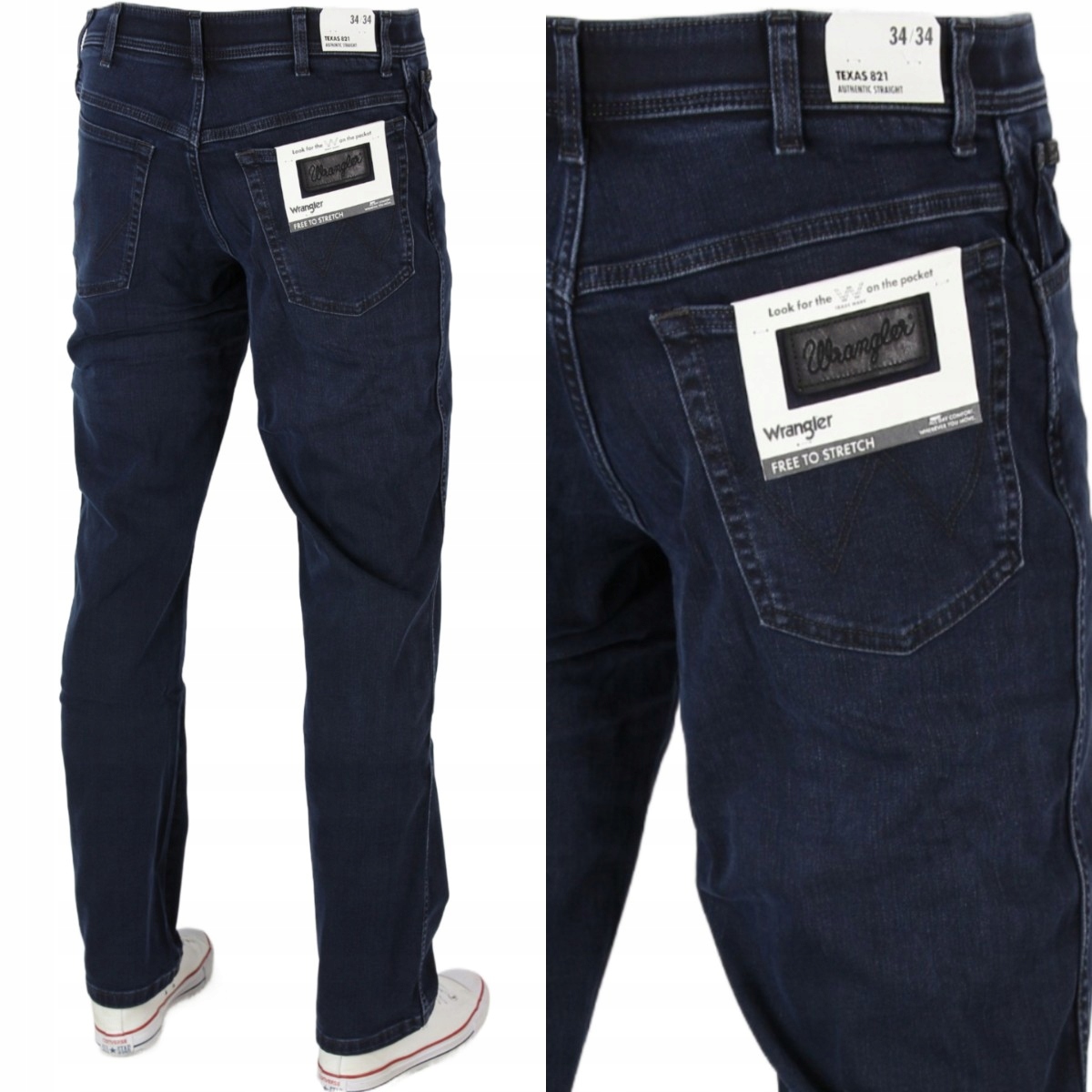 WRANGLER TEXAS STRAIGHT JEANS PROSTE REGULAR "MIDNIGHT RODEO" _ W38 L32 ...