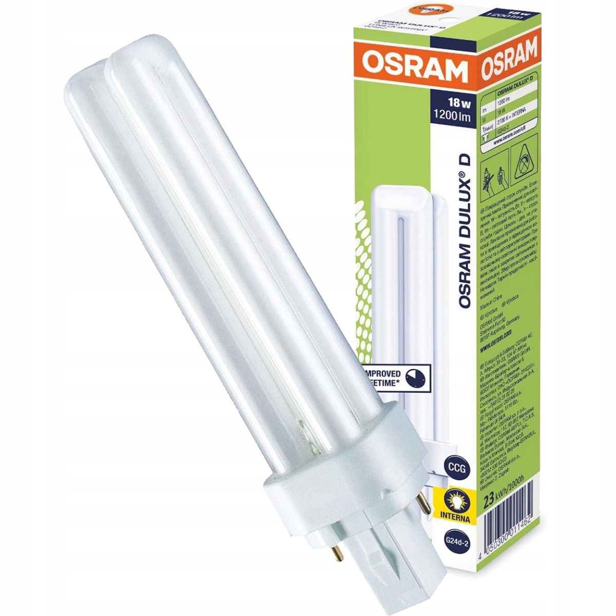Świetlówka G24D-2 DULUX D 18W 1200lm 2700K OSRAM (OSRZAR0205) • Cena ...