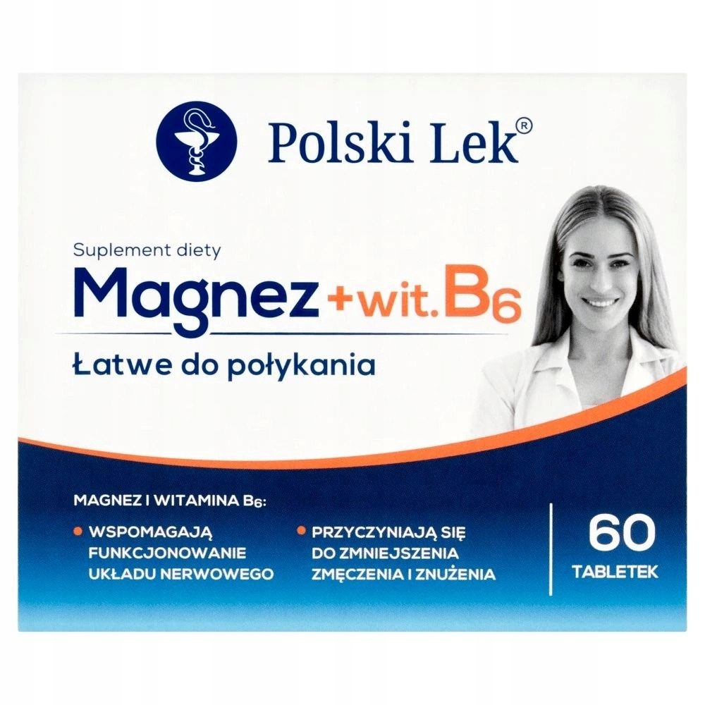Magnez +Vit.B6 60 tabl. witamina B6 Polski Lek (5902891174677) • Cena, Opinie • Preparaty ...