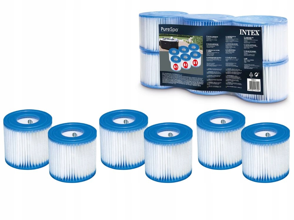 Filtr Filtry Wkład do Pure Spa Intex 29011 6 sztuk Typ S1 MODEL 2025 ...