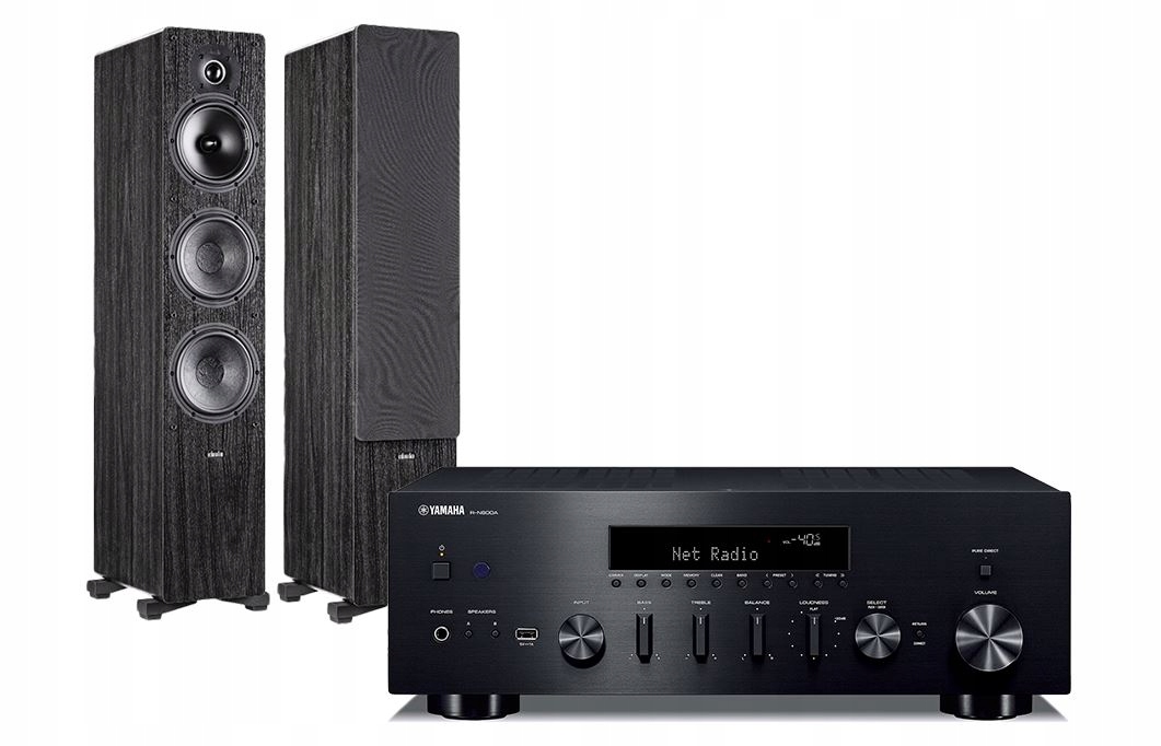 ZESTAW STEREO Yamaha R-N600A czarny + Indiana Line Tesi 661 czarny ...