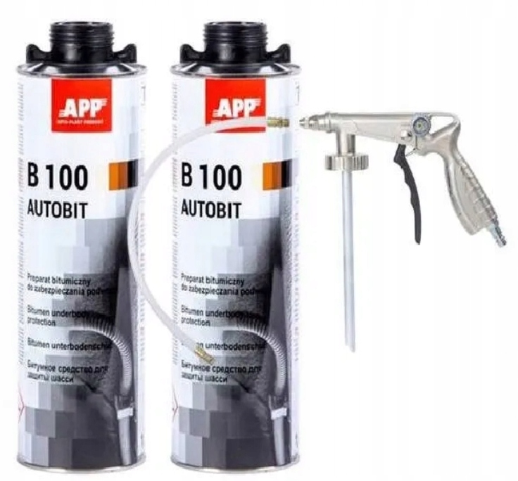 2 x APP B100 Autobit + PISTOLET Preparat bitumiczny Konserwacja czarny ...