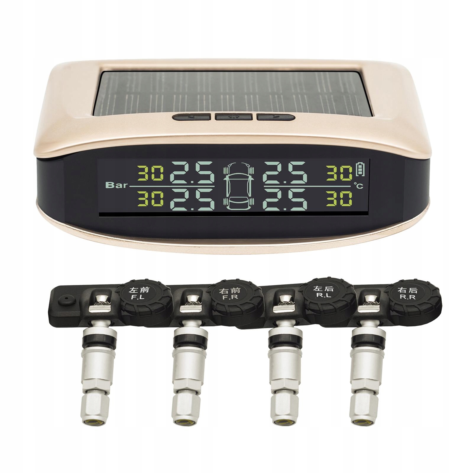 Automatyczny alarm TPMS Solar 4 czujniki Inteligentne ciśnienie w ...
