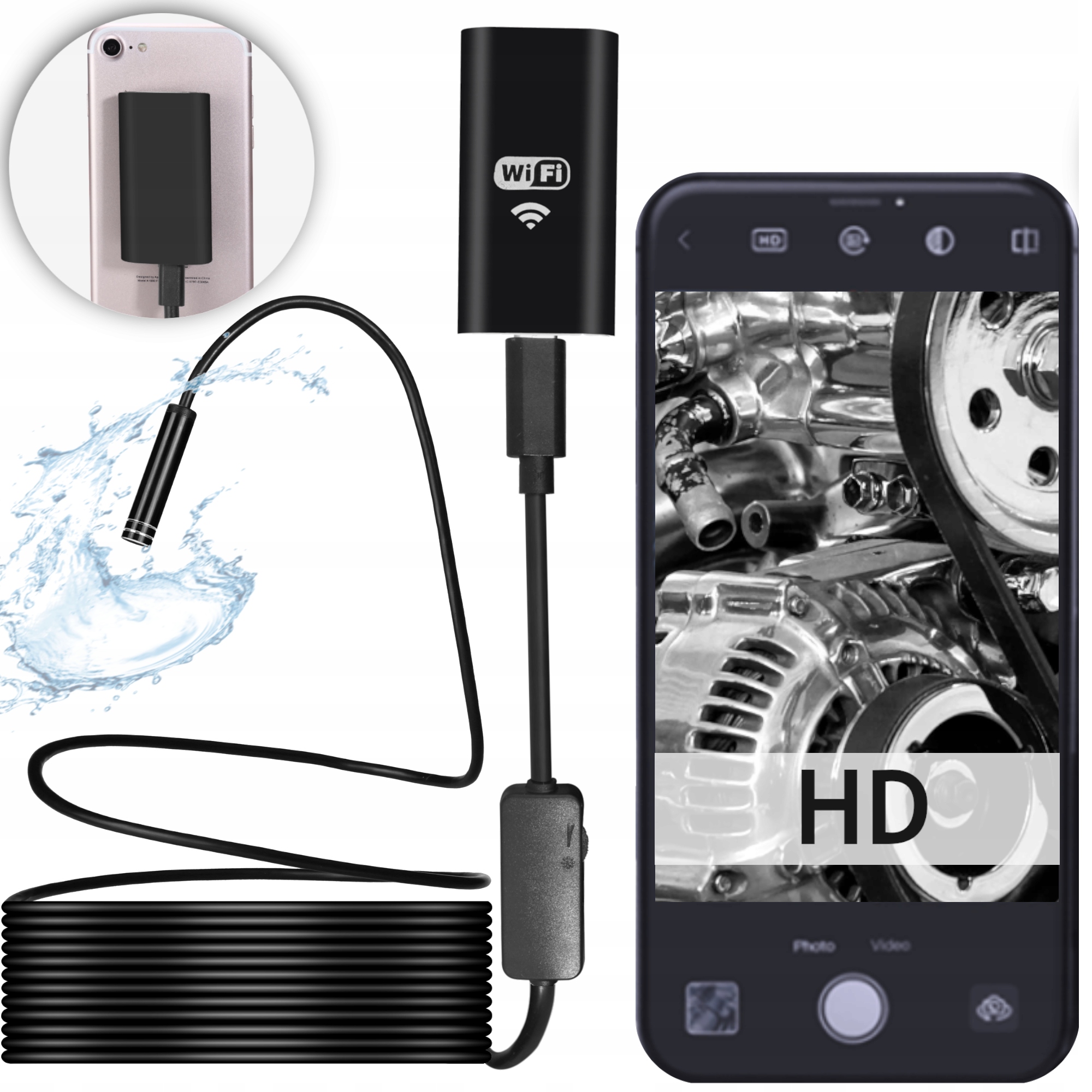 ENDOSKOP KAMERA INSPEKCYJNA ANDROID IOS 5m 8mm IP67 HD DO TELEFONU USB C 5904890522367 za 74 ...