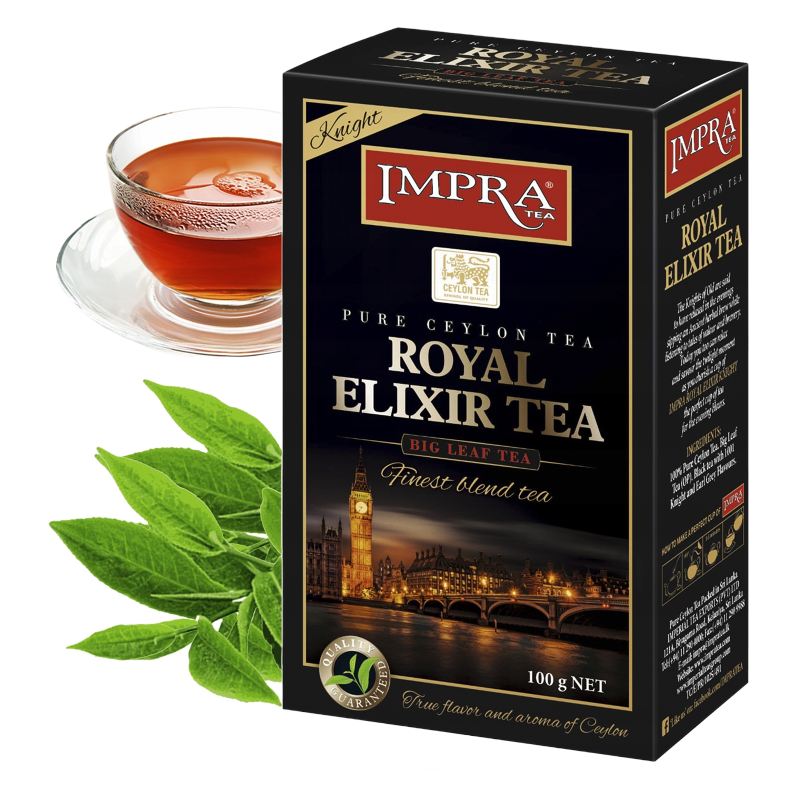 IMPRA KNIGHT royal elixir tea HERBATA CZARNA z aromatem LIŚCIASTA 100 G ...