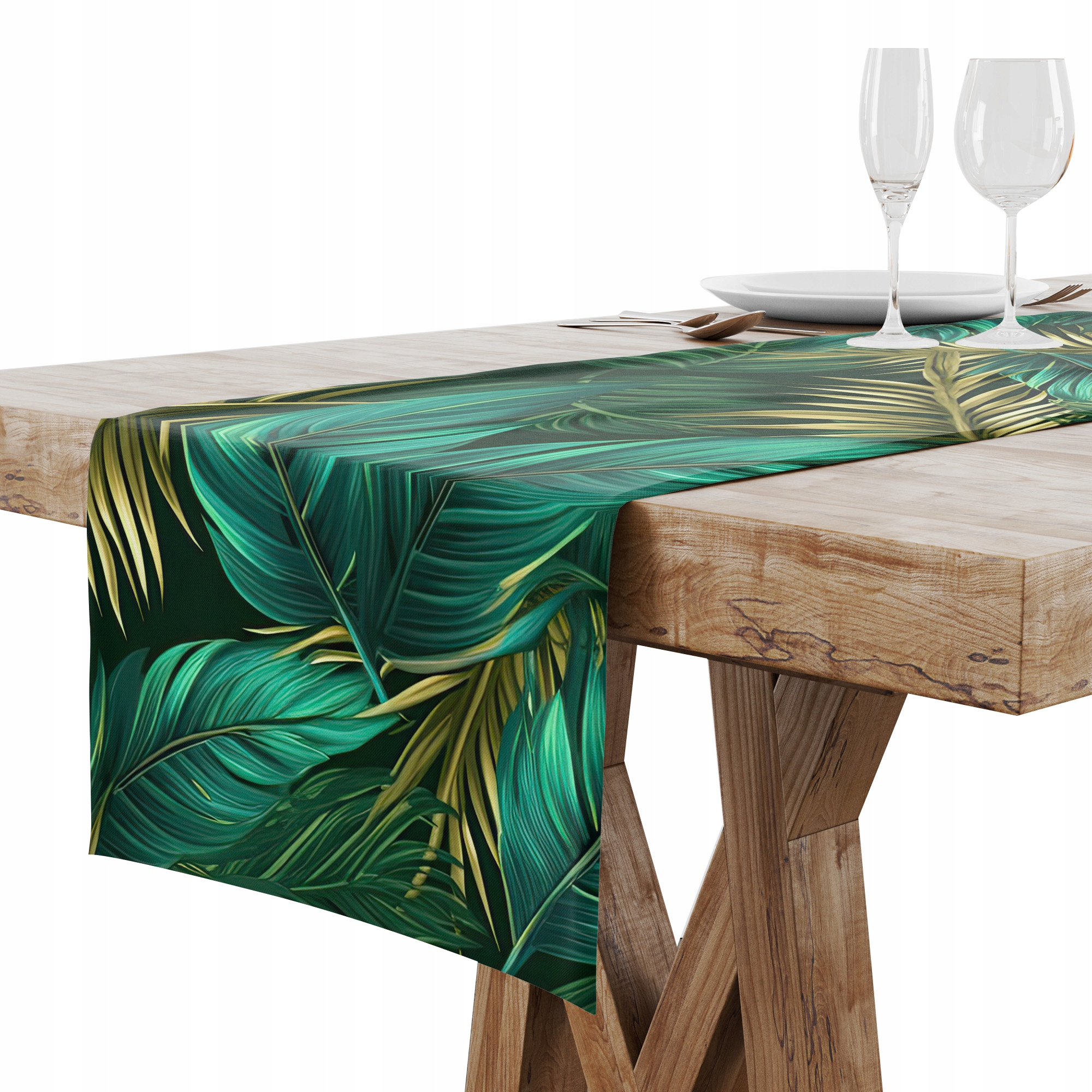 Bieżnik Zielone Liście - Niska cena na Allegro