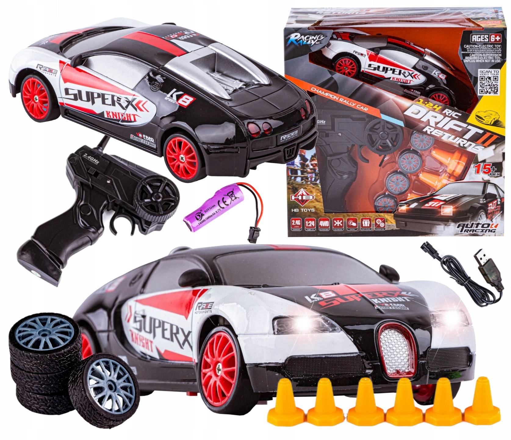 Samochód do DRIFTu Auto Wyścigowe Napęd 4x4 2,4 GHz Bugatti 4WD LED ...