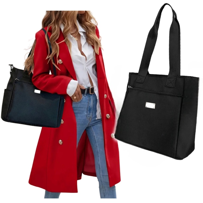 TORBA NA RAMIĘ DAMSKA CZARNA MIEJSKA NA ZAMEK PRAKTYCZNA POJEMNA • Cena ...