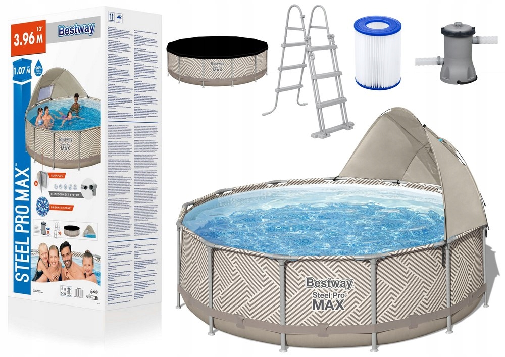 BASEN OGRODOWY STELAŻOWY Z BALDACHIMEM DASZEK 396 X 107 CM BESTWAY 561FY (6900217416431) • Cena ...