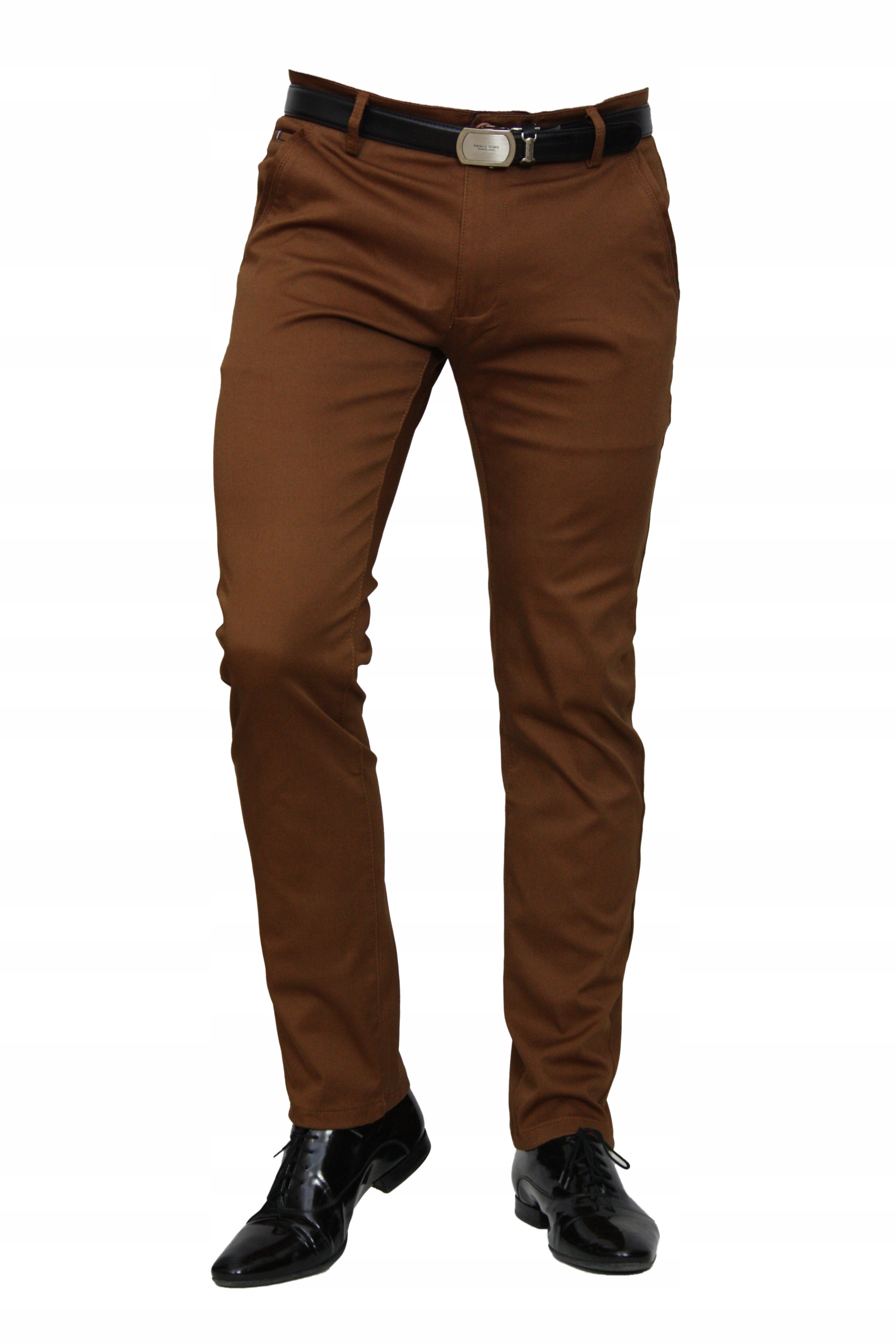 SPODNIE MĘSKIE WIZYTOWE CHINOS (brązowe) W37 L30 PAS 96-98 • Cena ...