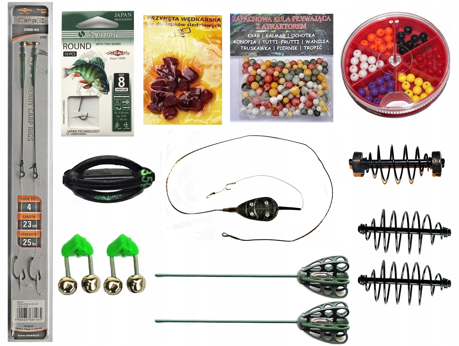 MIKADO PRZYPONY Z HACZYKAMI + AKCESORIA DO POŁOWU NA GRUNT. - 15761743255 - Allegro