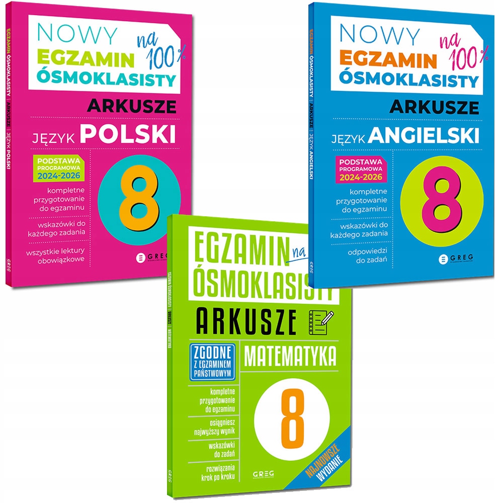 Egzamin ósmoklasisty ARKUSZE 3w1 GREG 2025 (12079185063) | Podręcznik ... Egzamin ósmoklasisty ARKUSZE 3w1 GREG 2025 (12079185063) | Podręcznik ...
