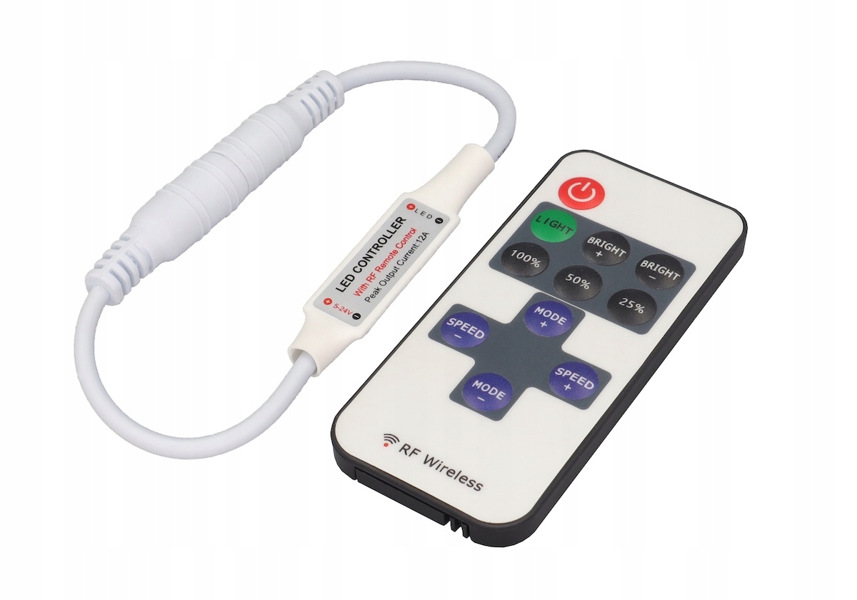 ŚCIEMNIACZ LED STEROWNIK MINI RF RADIOWY PILOT TAŚMA LED 12V 24V 6A 72W ...