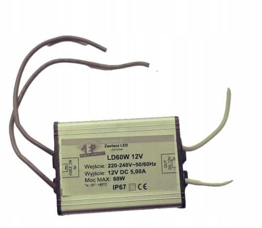 Transformator LED 60W 12V DC 68x41x31 LD60W_12V (5908312156611) • Cena ...