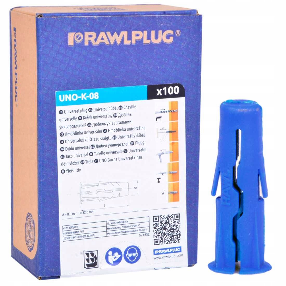 Kołki rozporowe UNO 8x32mm uniwersalne do płyt G-K betonu RAWLPLUG ...