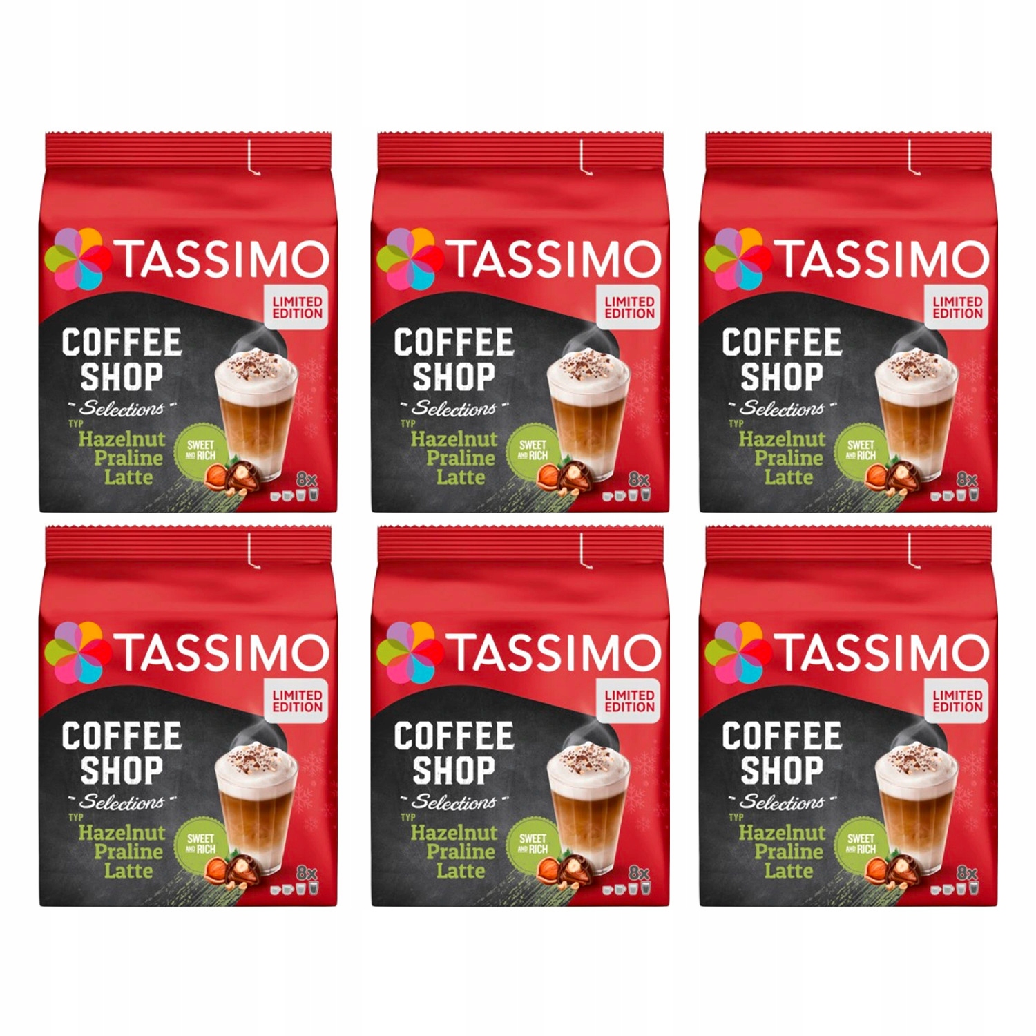 Kapsułki Tassimo Hazelnut Praline Latte 6 opakowań + GRATIS ...