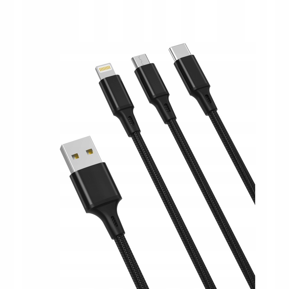 Kabel XO USB - USB typ C / microUSB / Lightning 1,2 m czarny - Sklep, Opinie, Cena w Allegro