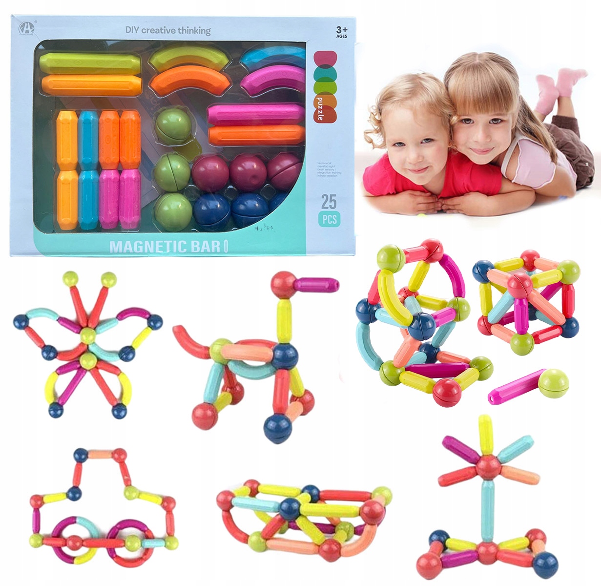 KLOCKI MAGNETYCZNE EDUKACYJNE MAGNETIC STICKS XL (5905951209302) • Cena ...