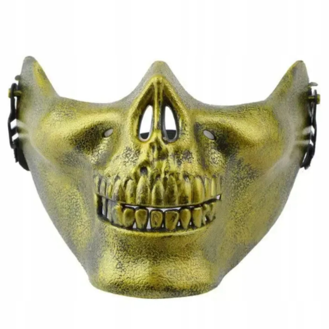 Maska Halloween Półmaska Kościotrup Czaszka Złota Horror Szkielet ...