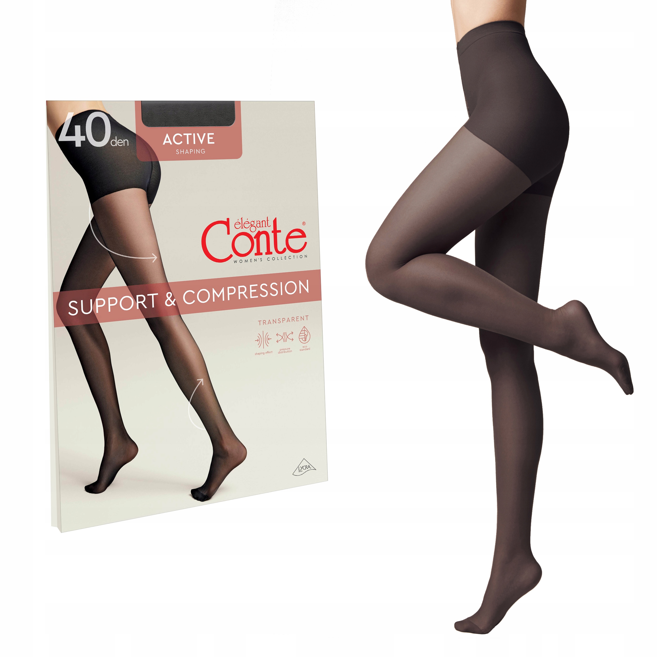 Rajstopy gładkie Conte Elegant ACTIVE SOFT 40den czarny Nero rozmiar 6 (5904988501731) • Cena ...