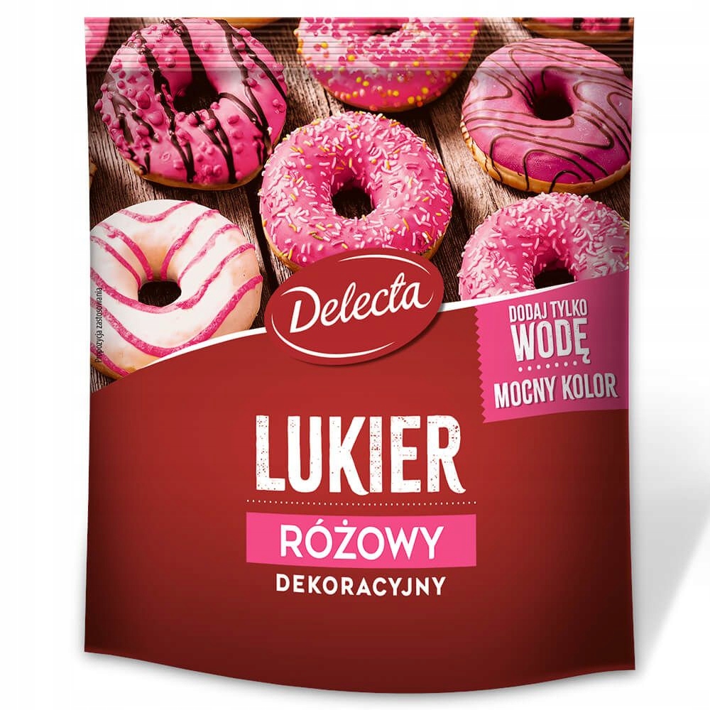 DELECTA LUKIER DEKORACYJNY RÓŻOWY POLEWA RÓŻOWA CIASTA PIERNICZKI 80G ...