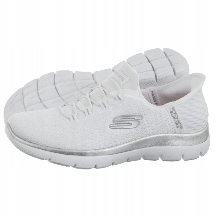 Skechers Sneakersy buty Slip-Ins Vegan wsuwane White Silver 150123/WSL ...