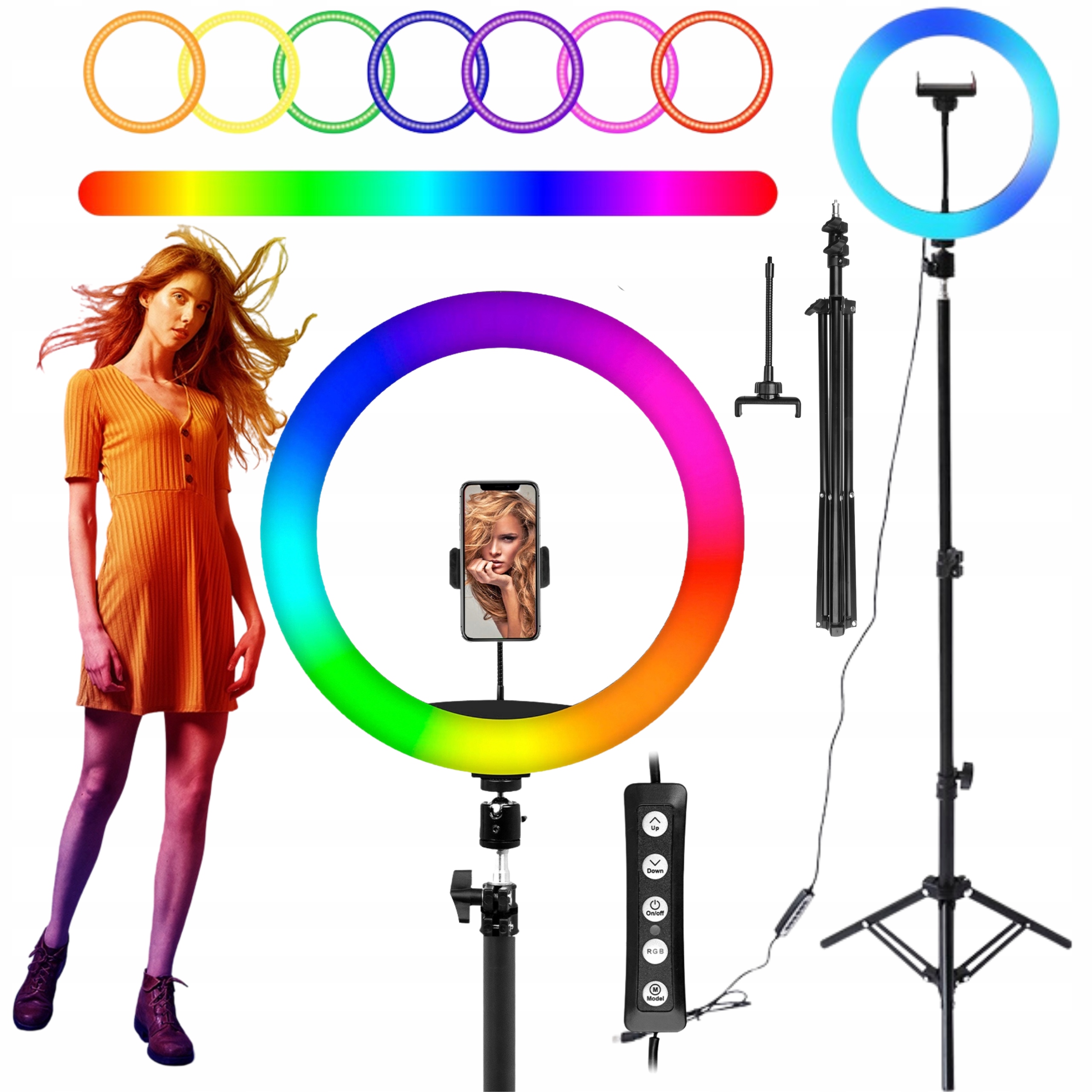 LAMPA PIERŚCIENIOWA RING LED ZE STATYWEM RGB DUŻA - Sklep, Opinie, Cena ...