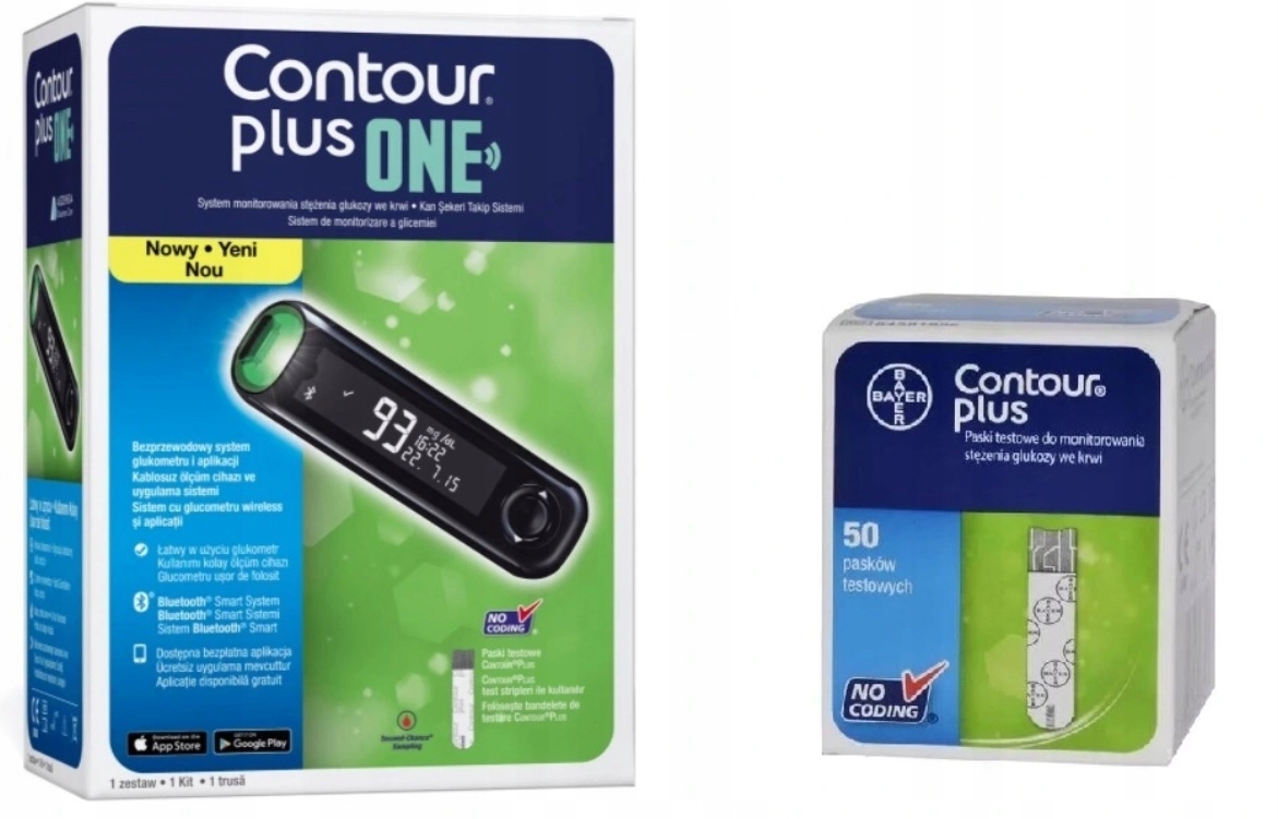 Glukometr Contour Plus ONE + 55 pasków Gwarancja ! (5016003784200 ...