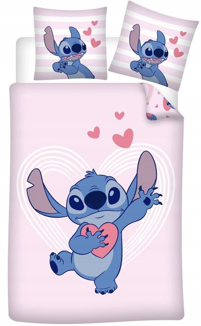RÓŻOWA POŚCIEL LILO I STITCH POŚCIEL STITCH Z SERCEM DISNEY 140x200 ...