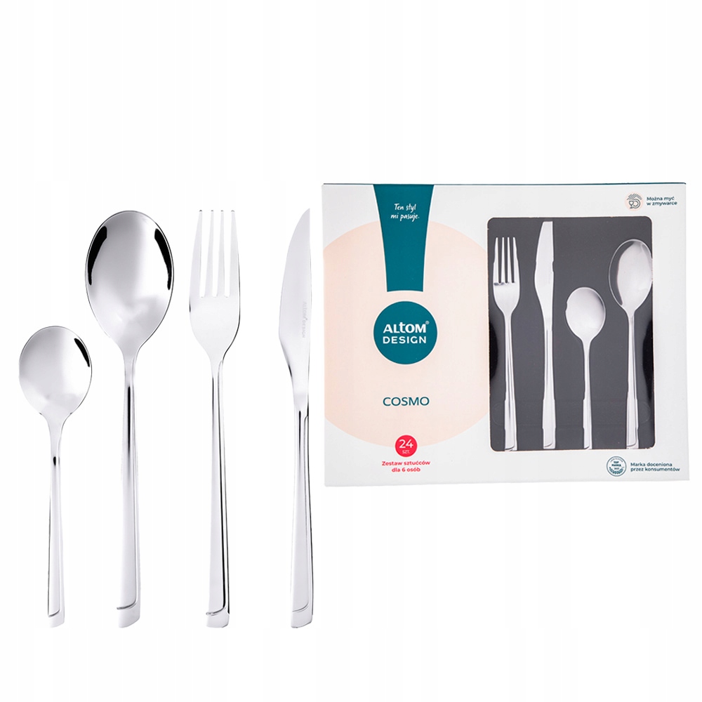 Zestaw sztućców komplet połysk dla 6 osób Altom Design Cosmo 24 el ...