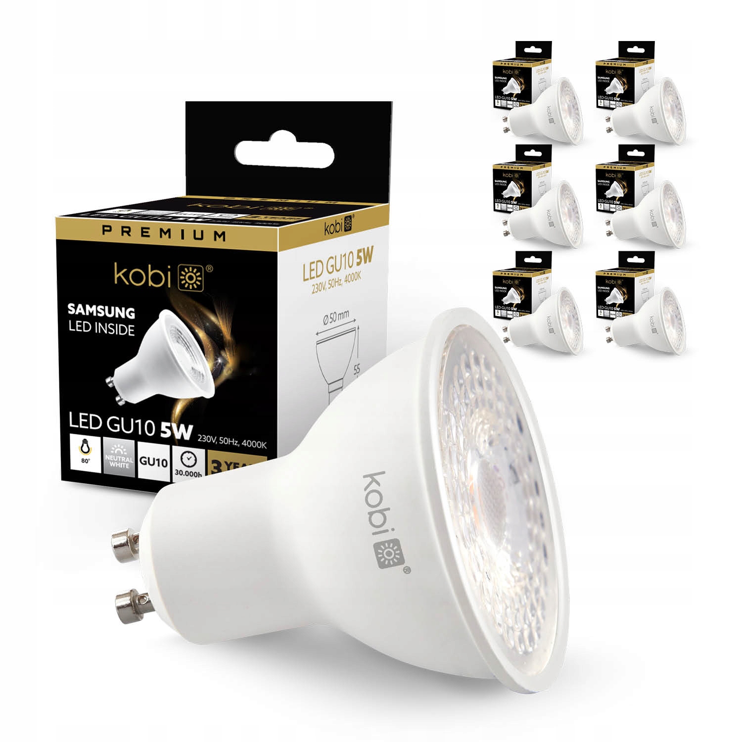 Zestaw 6x żarówka premium LED GU10 5W barwa neutralna biała (KAGU5 ... Zestaw 6x żarówka premium LED GU10 5W barwa neutralna biała (KAGU5 ...