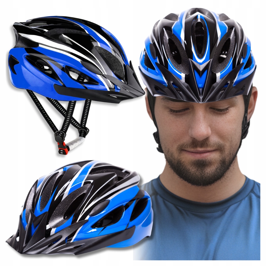 Kask Rowerowy Regulowany Szosowy Męski z Daszkiem na Rower mtb 54-62 cm ...