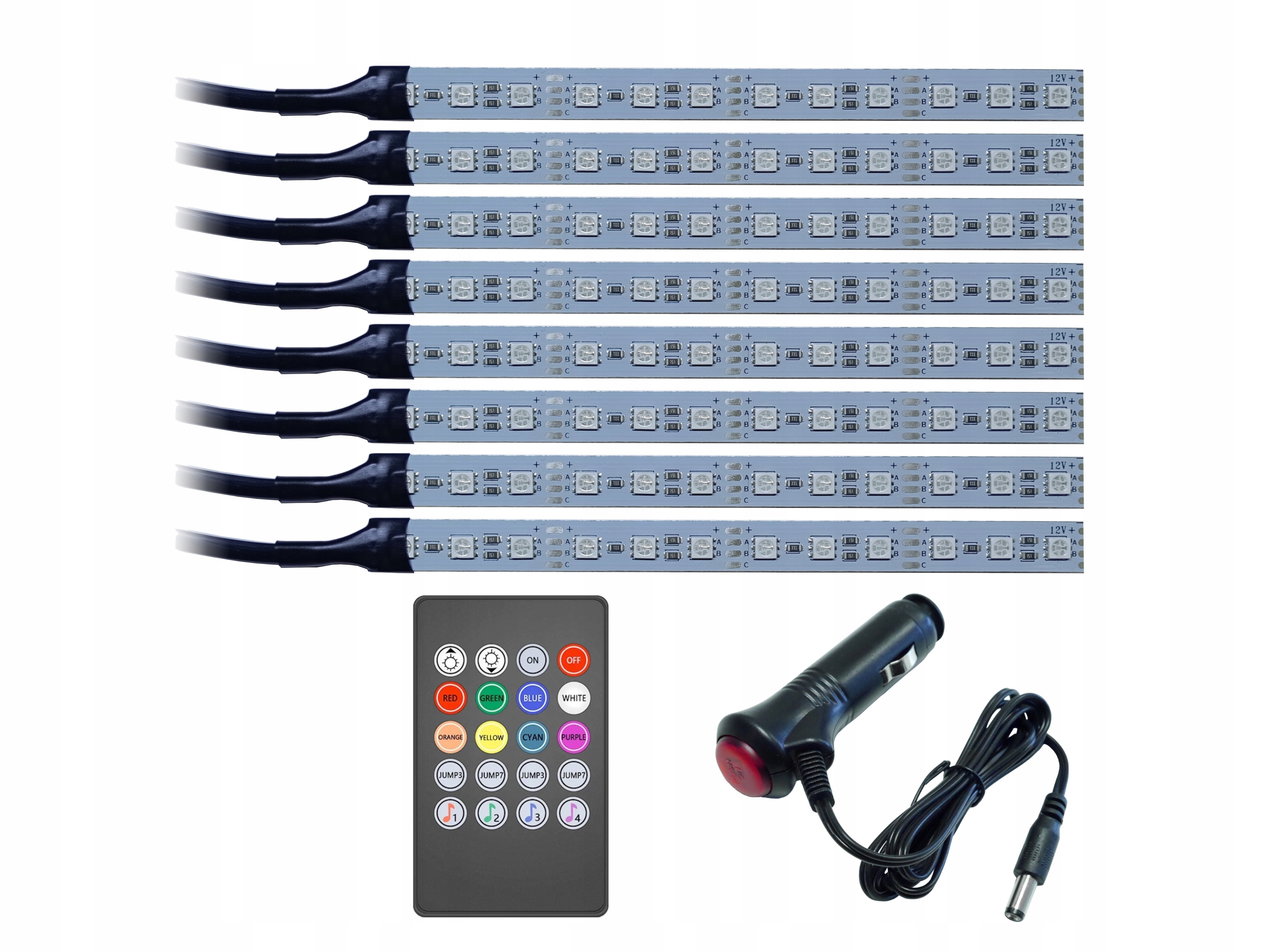 Oświetlenie WNĘTRZA auta RGB LED 8x12 LED music 5903726312486 za 107 ...