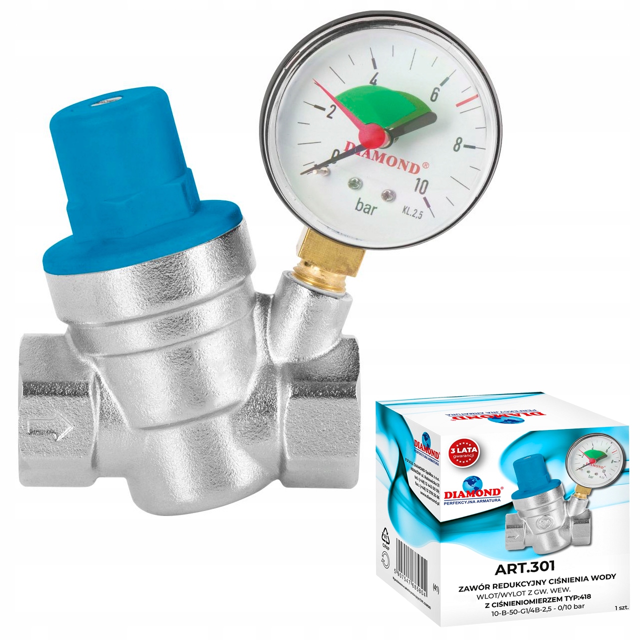 REDUKTOR CIŚNIENIA WODY 1 CAL Z MANOMETREM DN25 REGULATOR DIAMOND (5904689244739) • Cena, Opinie ...