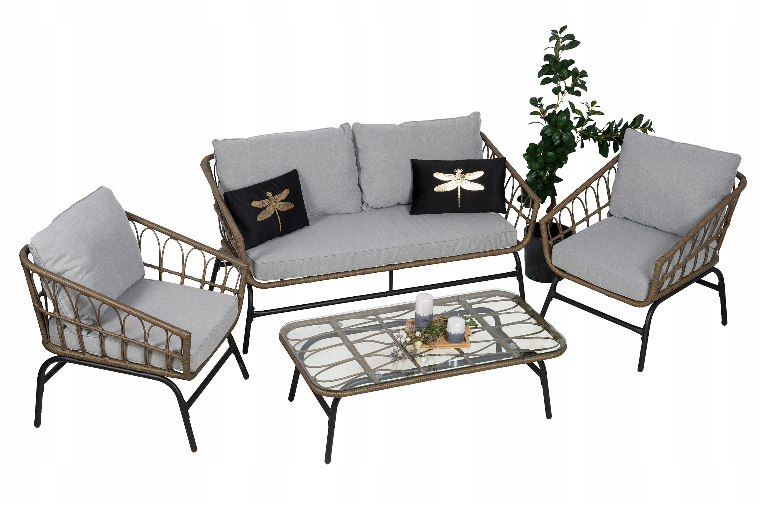 Zestaw ogrodowy na taras meble MADERA technorattan sofa fotele stolik ...