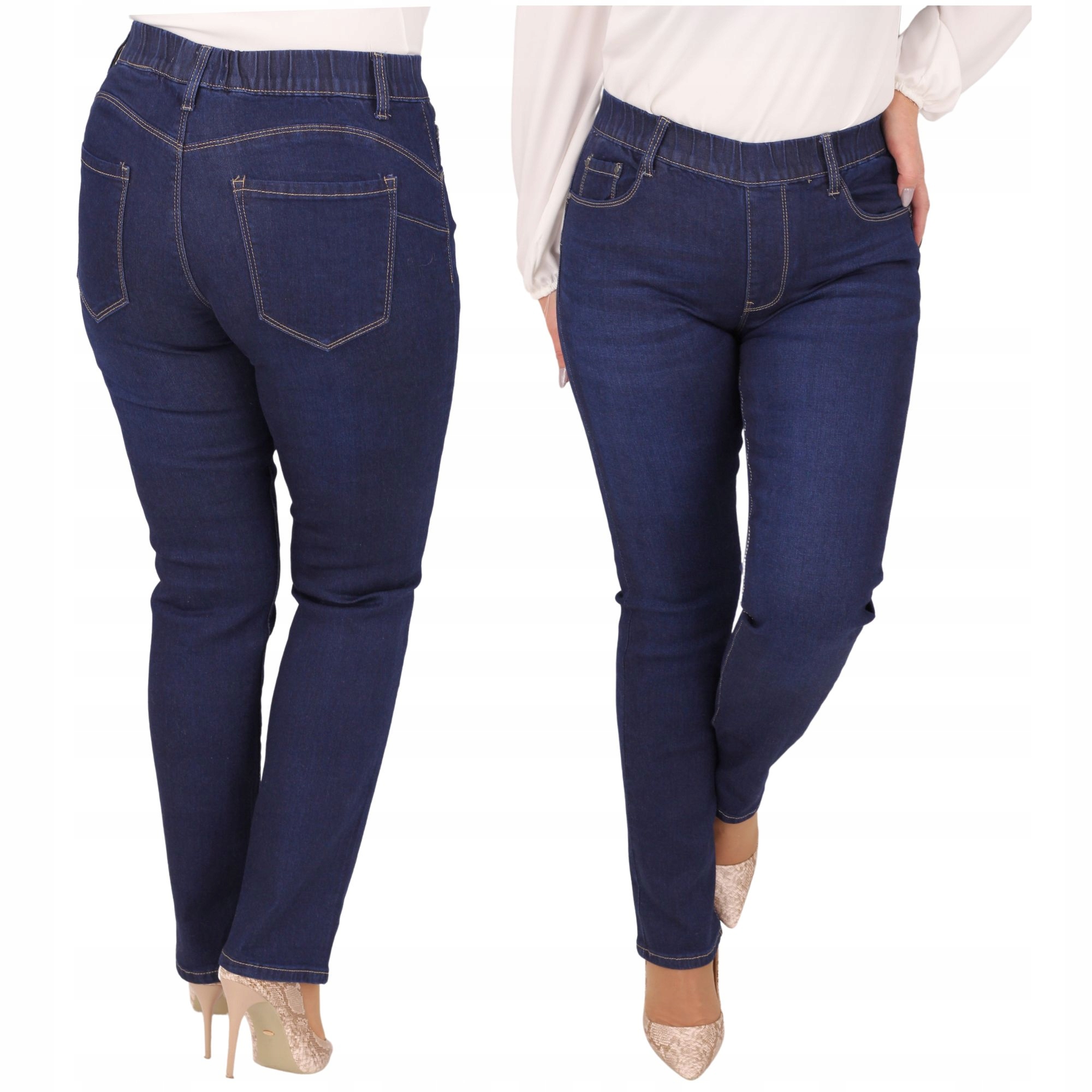 SPODNIE DAMSKIE JEANSY NA GUMCE KLASYCZNE WYSZCZUPLAJĄCE ELASTYCZNE • Cena, Opinie • Casual (na ...