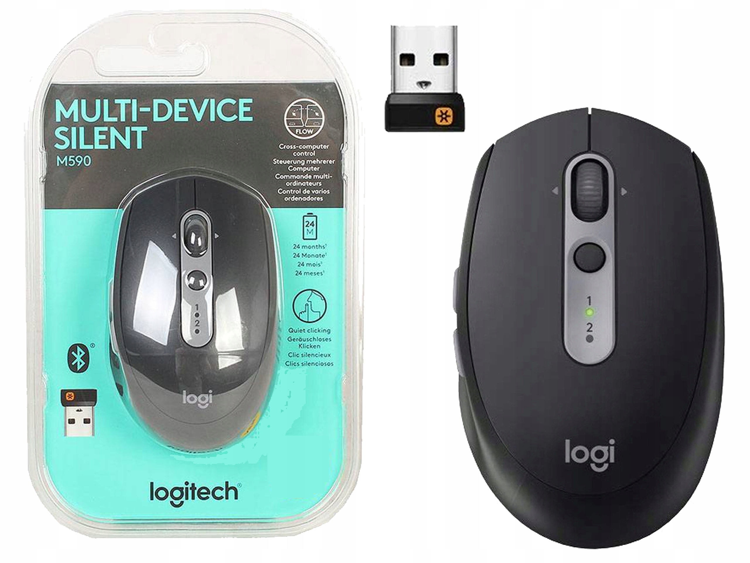 Cicha mysz Logitech M590 910-005197 Unifying bezprzewodowa Bluetooth ...
