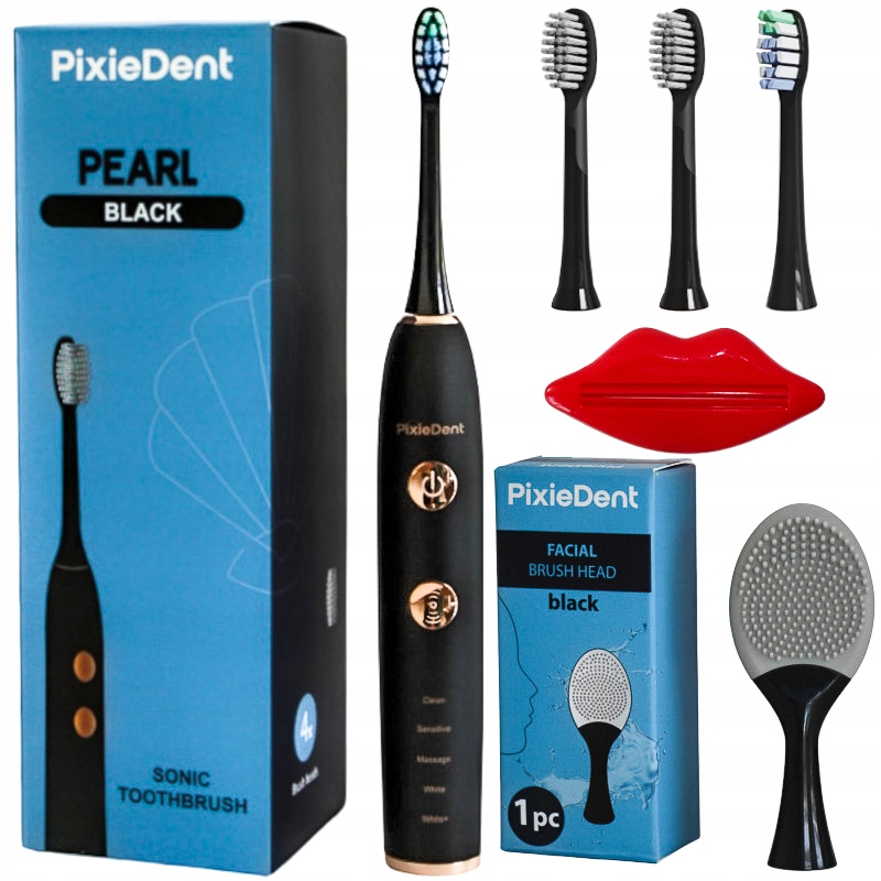 Szczoteczka soniczna PixieDent PEARL czarna zestaw 14029282050 - Allegro.pl