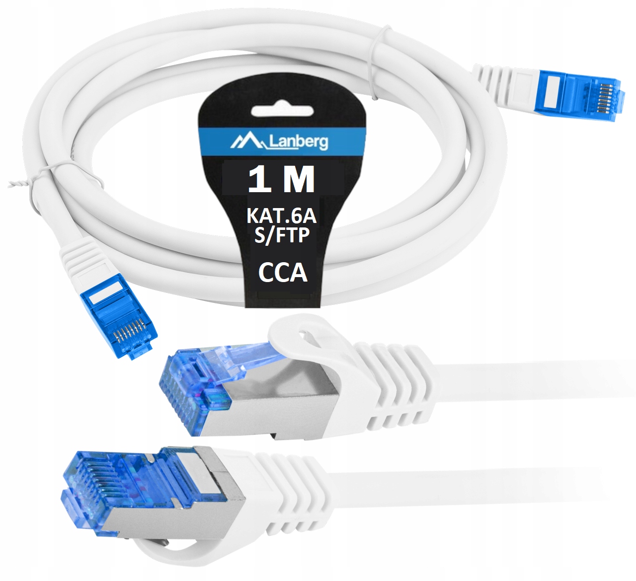 KABEL SIECIOWY LAN SKRĘTKA DO INTERNETU ETHERNET KAT 6A SFTP 1M BIAŁY ...