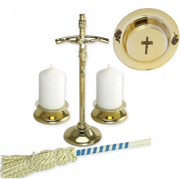 KOMPLET ZESTAW KOLĘDOWY *Papieski * złoty kolęda kropidło krzyż ...