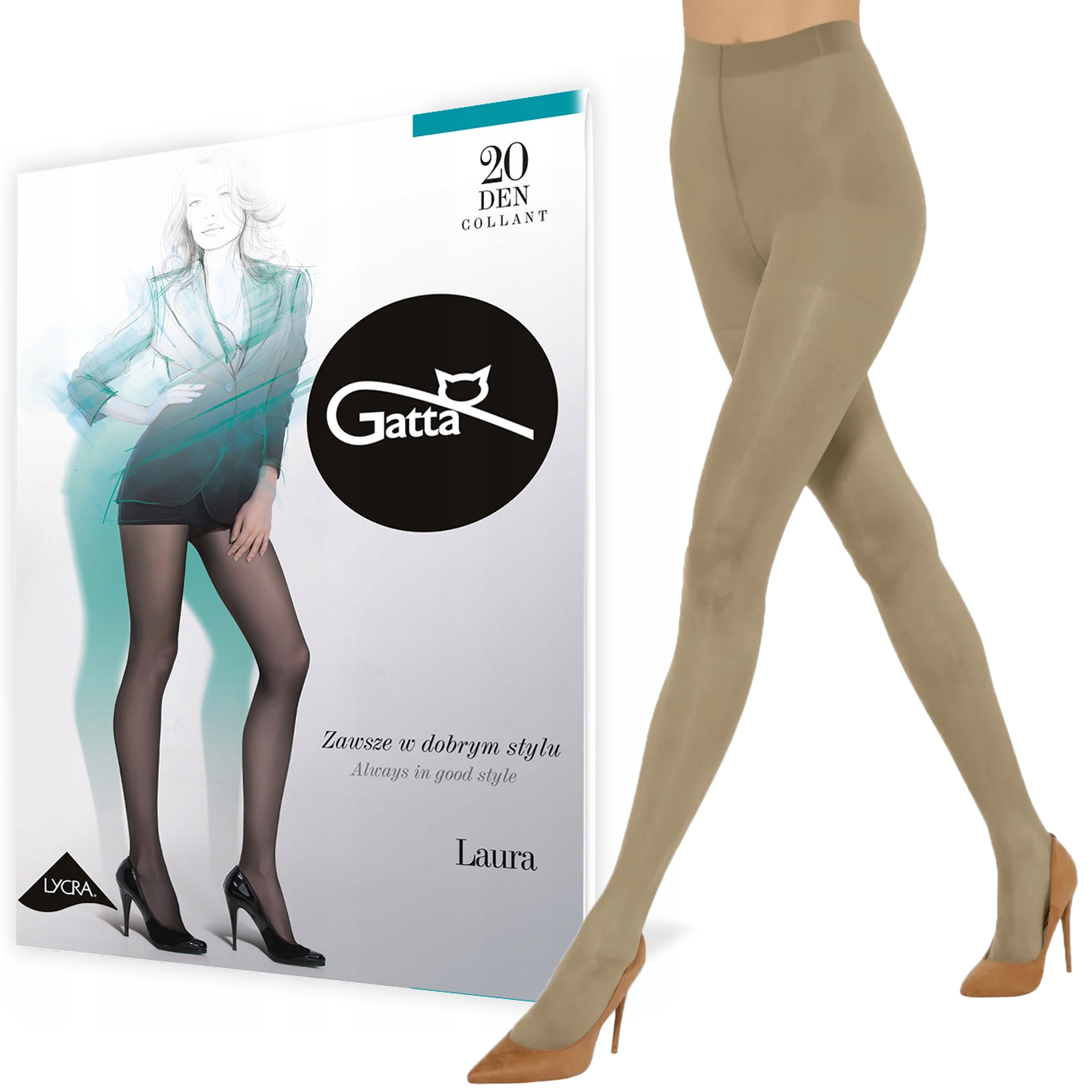 Rajstopy gładkie Gatta LAURA 20den brązowy MOKA rozmiar 3 ...