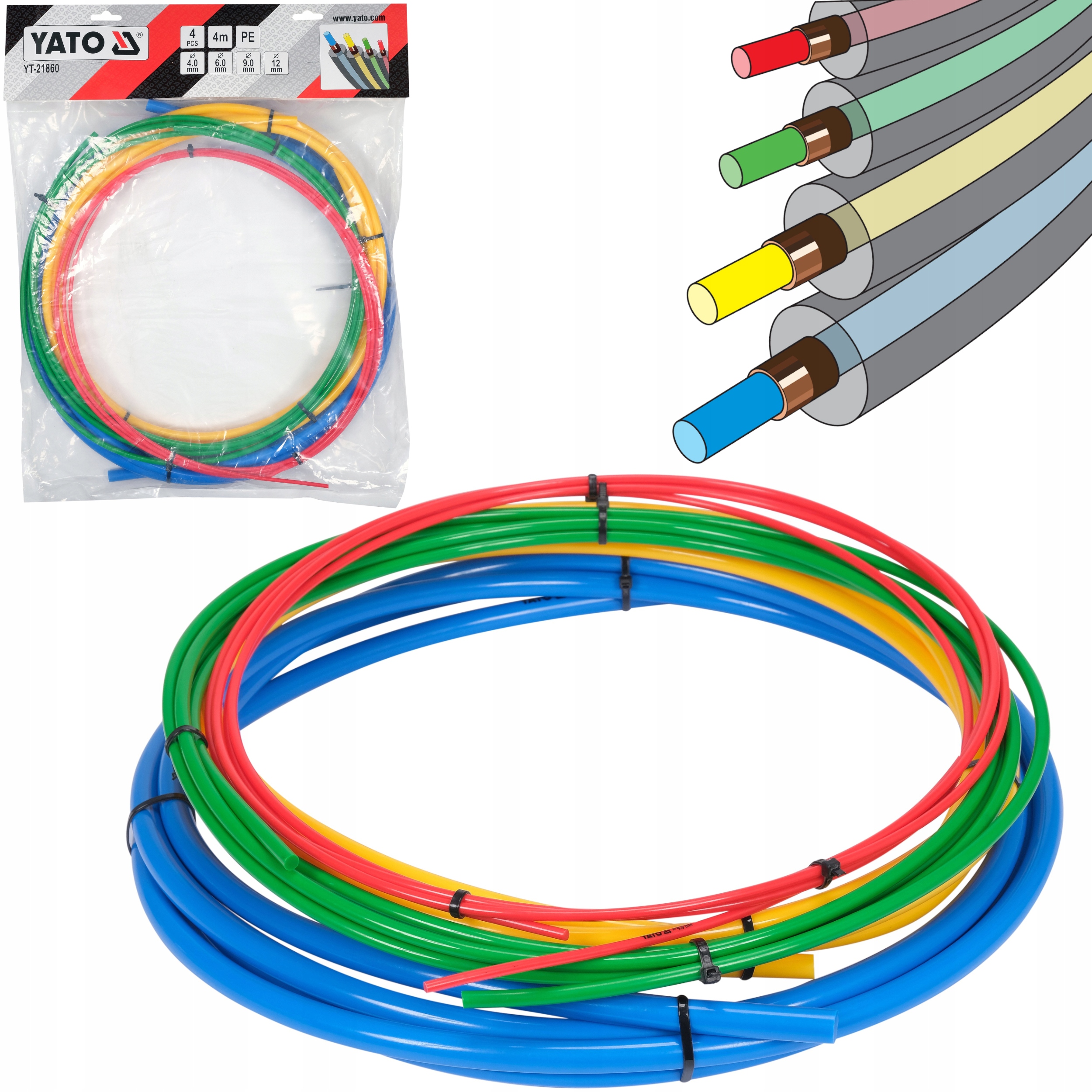 YATO ZESTAW 4 PRĘTÓW DO GIĘCIA RUR MIEDZIANYCH WKŁADY 1/4" 3/8" 1/2" 5/ ...