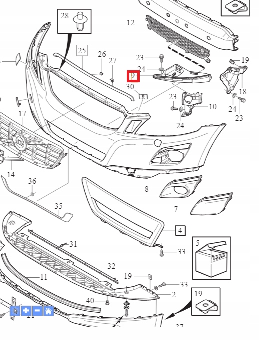 Volvo OE 30763434 slizg zderzaka spod lampy • Cena, Opinie - Allegro