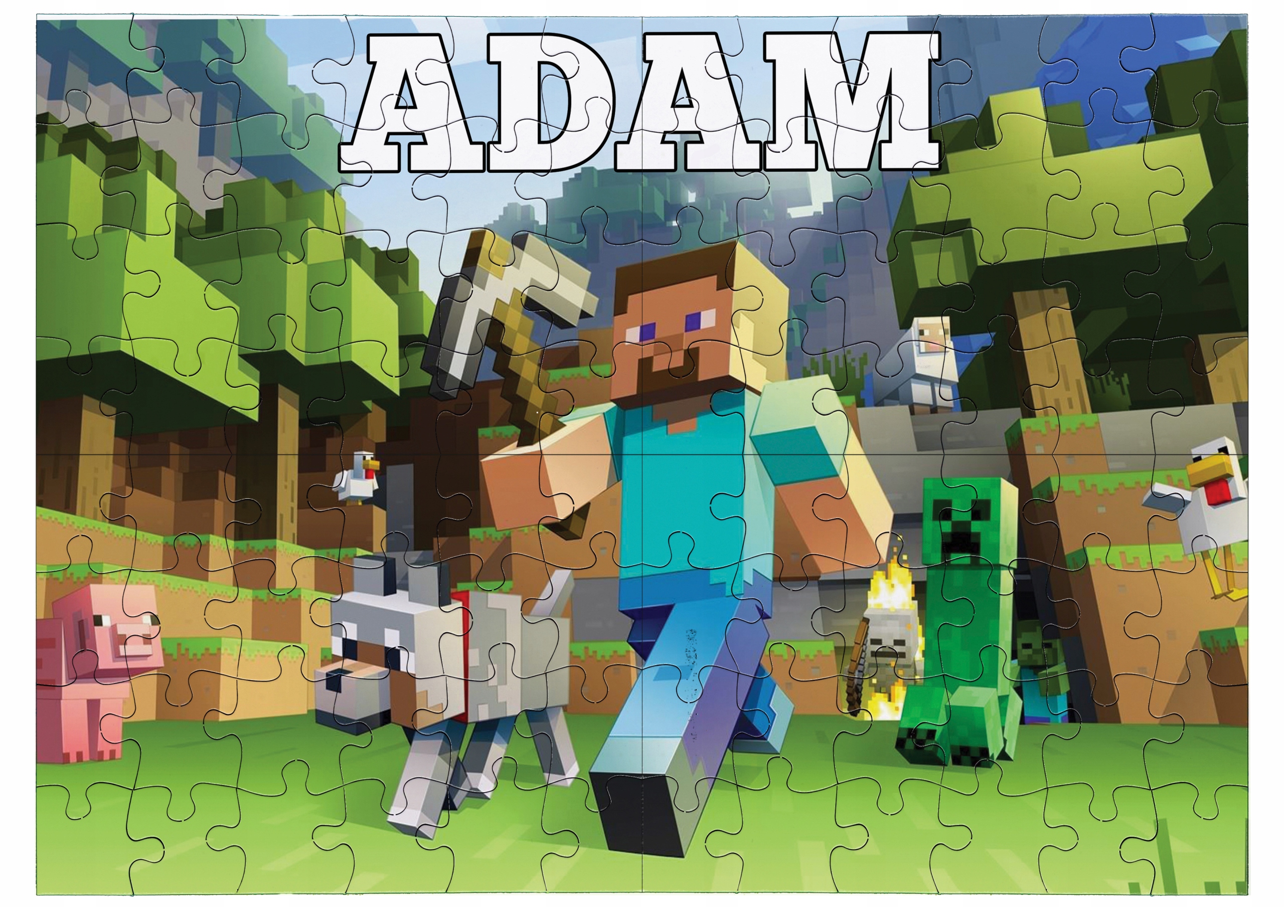 PUZZLE MINECRAFT RÓŻNE WZORY 70 ELEMENTÓW+IMIĘ (817724014318) • Cena ...