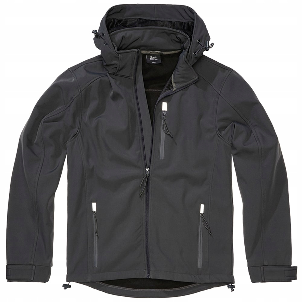 Kurtka męska z kapturem polarem Brandit Softshell Hurricane Anthracite ...