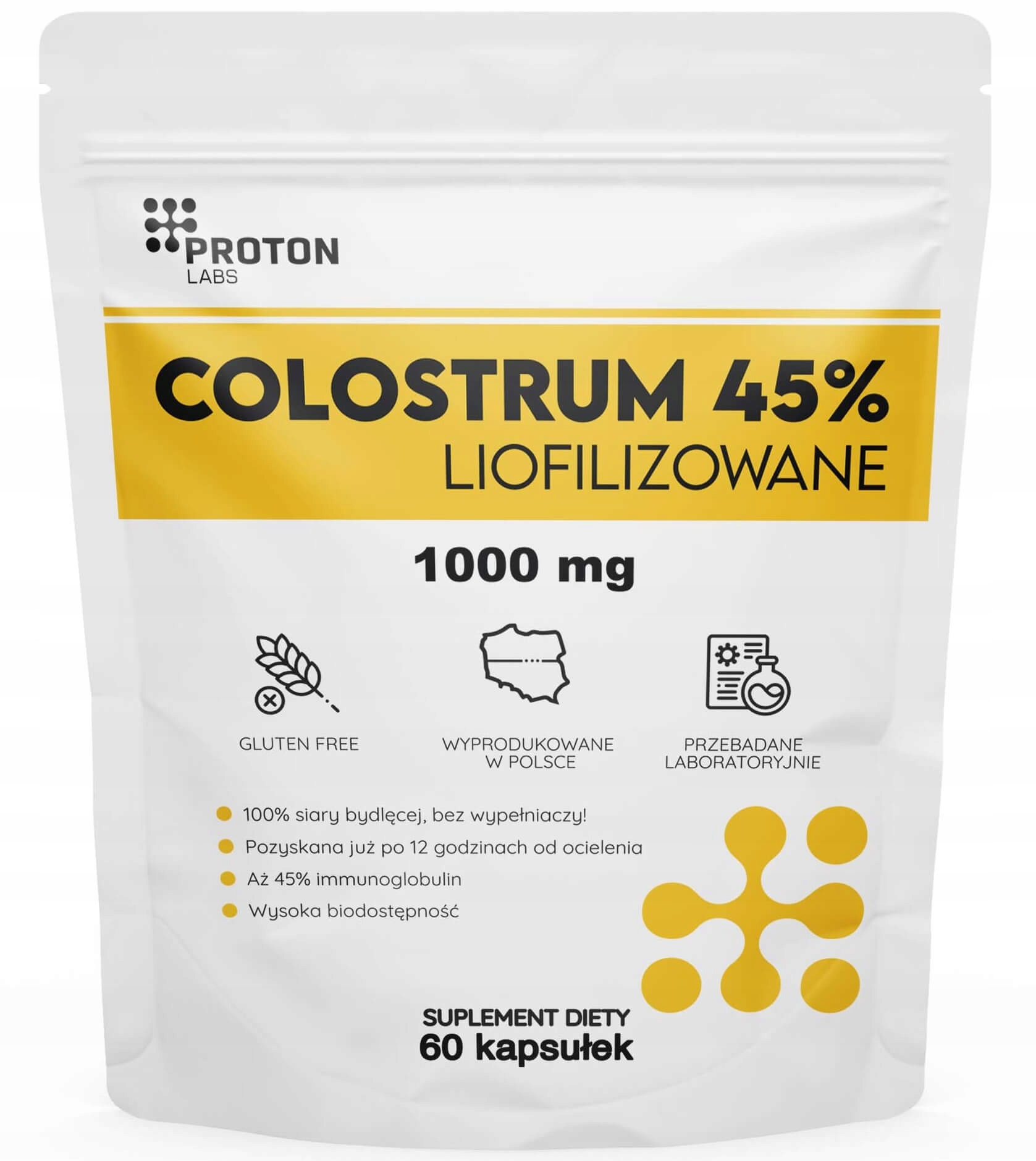 PROTON LABS Colostrum 45% IG 1000mg Liofilizowane 60szt. siara ...