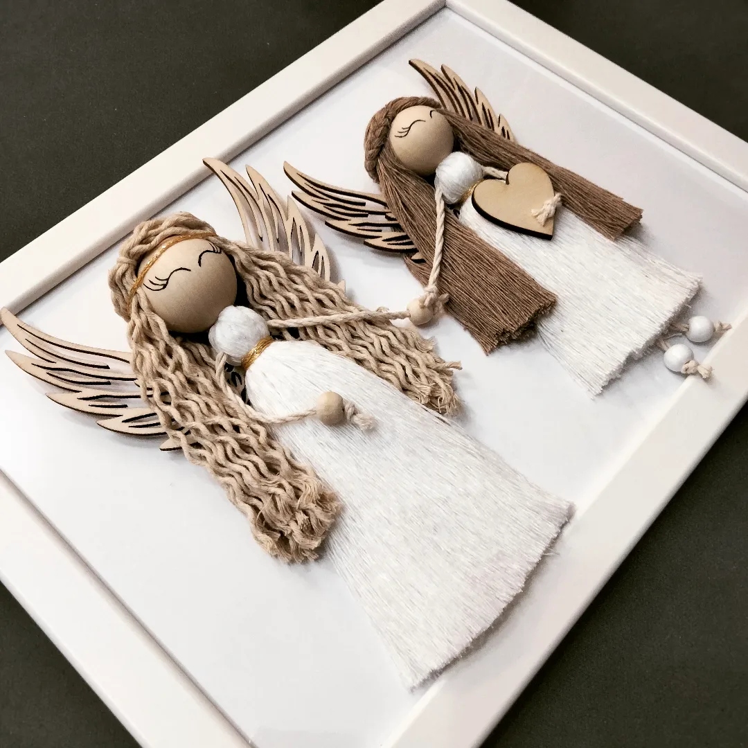 Aniol aniolek prezent ozdoba obrazek 3d makrama • Cena, Opinie ...