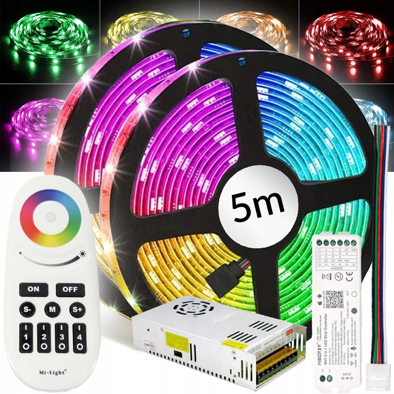 KOLOROWA TAŚMA LED RGB +BIAŁY PASEK RGBW LEDY ŚCIEMNIALNA MOCNA LISTWA ...